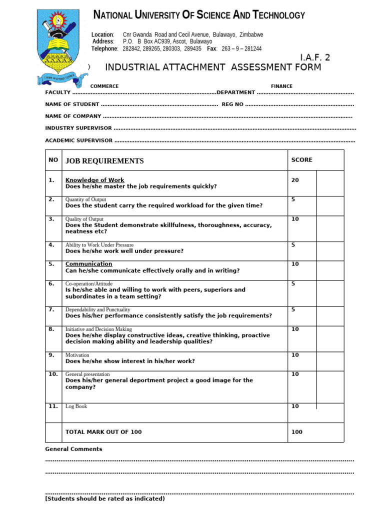 Industrial Supervisor Assessment Form | PDF | Industrial And ...