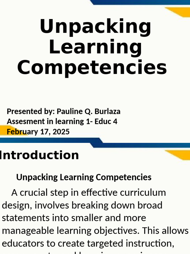 Unpacking Learning Competencies Burlaza | PDF | Educational Assessment | Learning