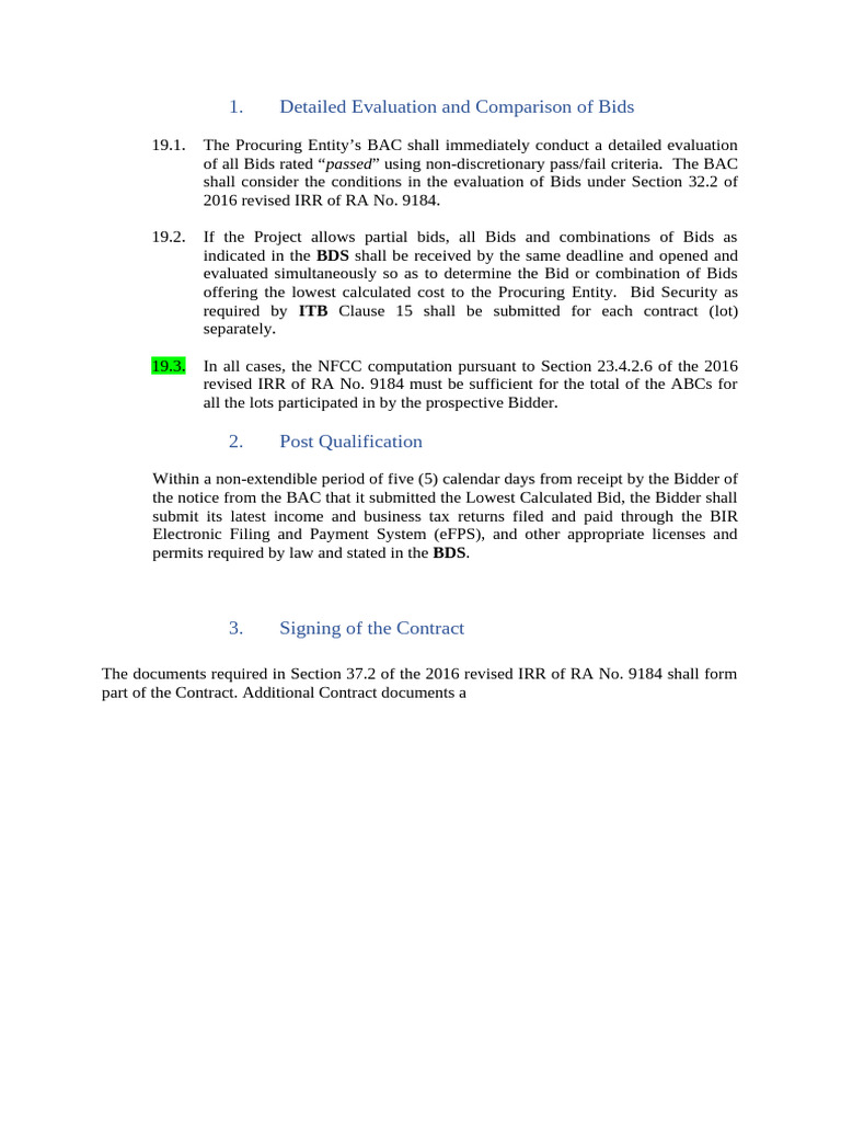 Detailed Evaluation and Comparison of Bids | PDF