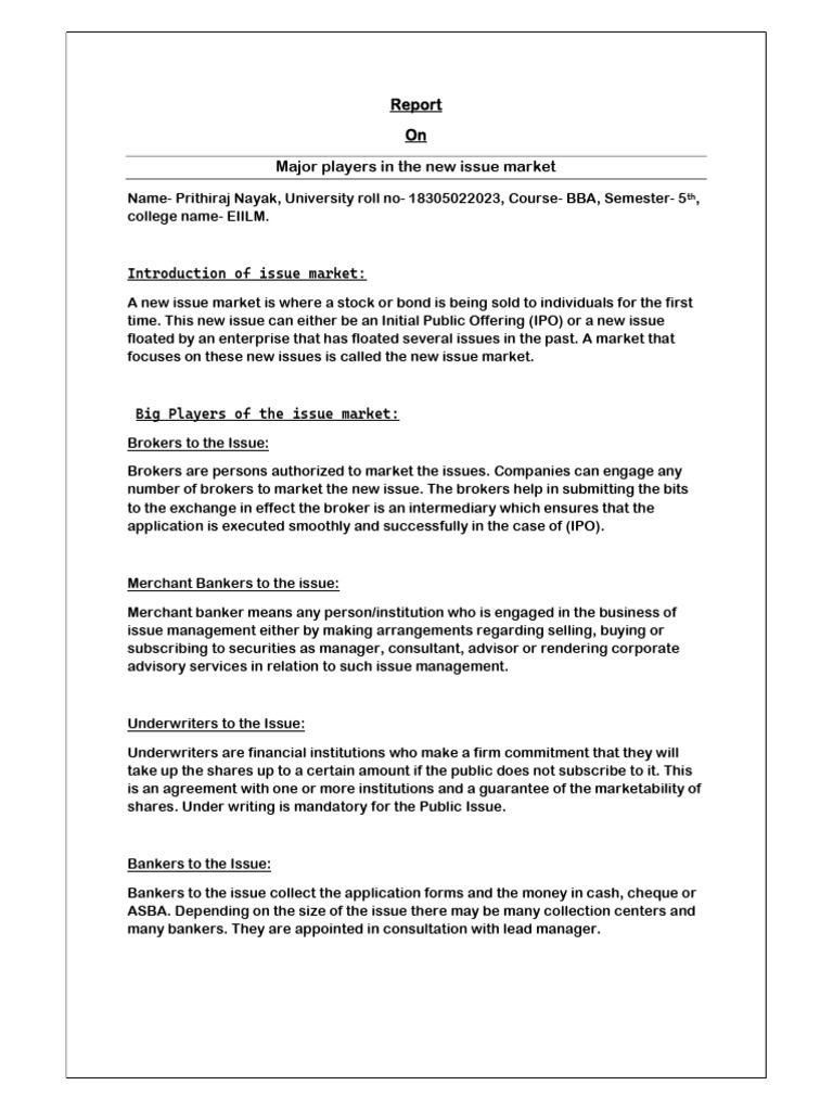 Financial Market Report. | PDF