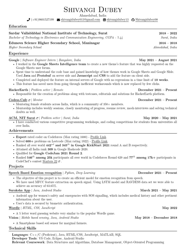 Shivangi Shashikumar Dubey Resume | PDF | Mobile App | Android ...