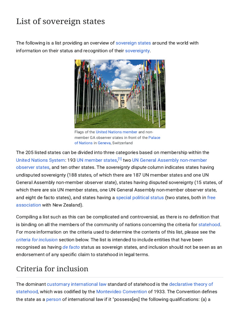List of Sovereign States - Wikipedia | PDF | Sovereign State | Kingdom ...