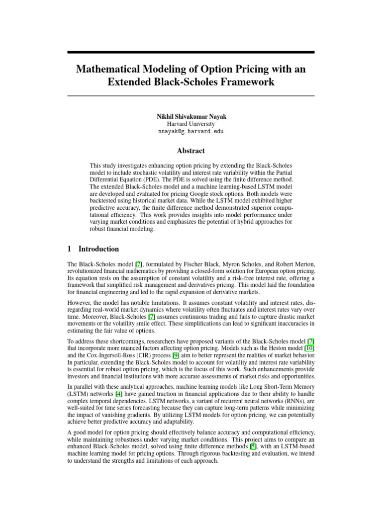 Mathematical Modeling of Option Pricing With An | PDF | Black–Scholes Model | Option (Finance)