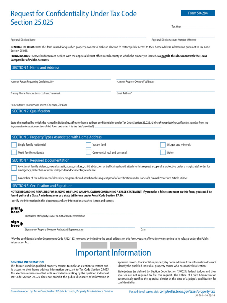 Request for Home Address Confidentiality | PDF | Domestic Violence ...