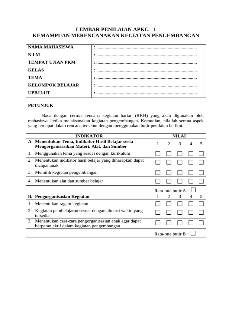 Lembar Apkg 1 PKM Penilaiankemampuan Merencanakan Kegiatan Pengembangan | PDF