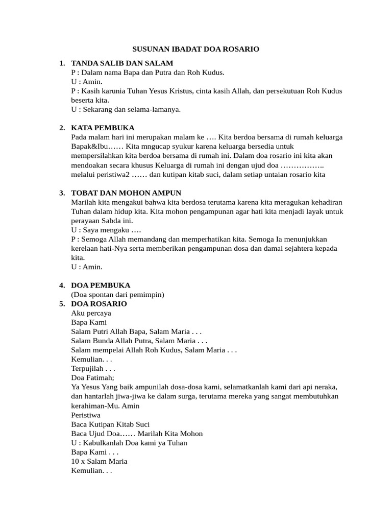 Susunan Ibadat Doa Rosario | PDF