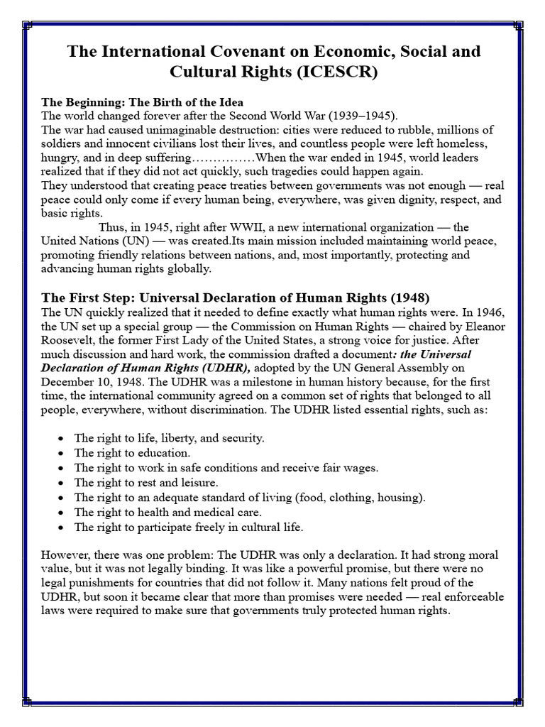 Understanding the ICESCR: Key Rights Explained | PDF | Human Rights ...