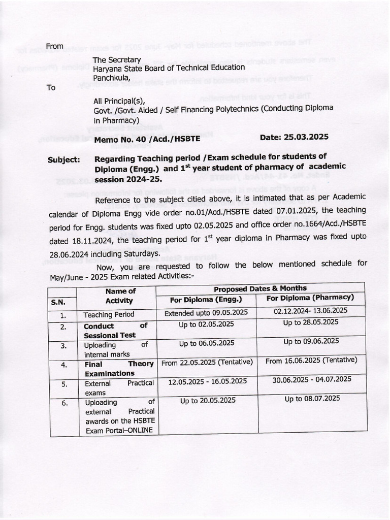 Teaching Period & Exam Schedule | PDF
