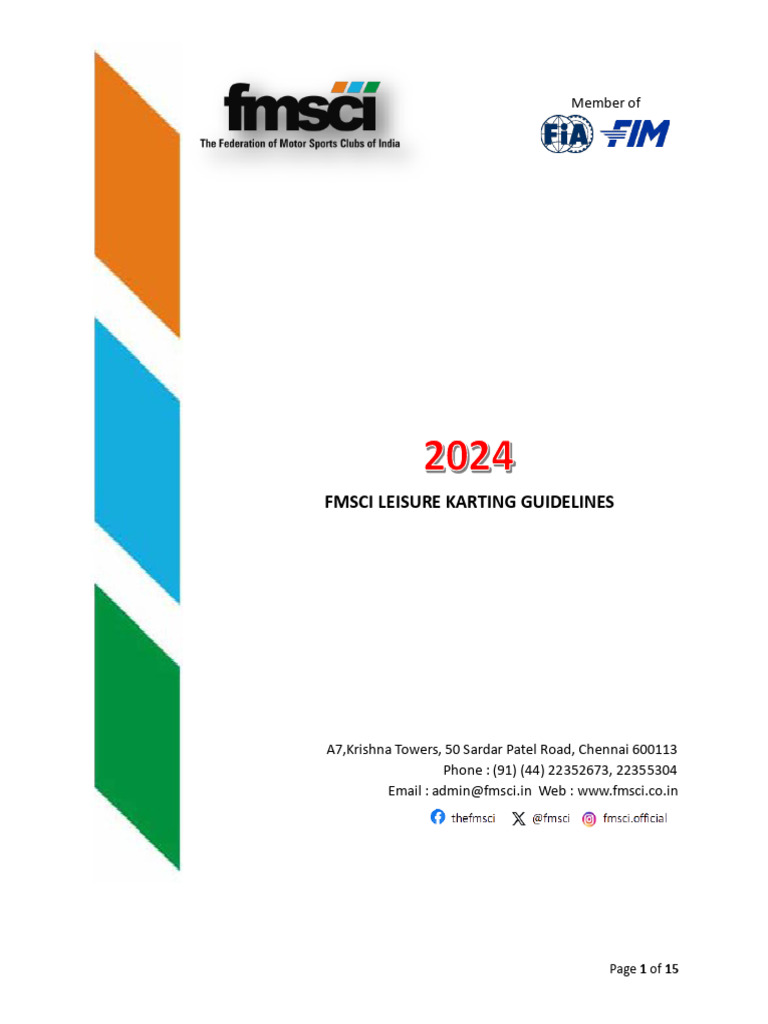 FMSCI Leisure Karting Guidelines 2024 | PDF | Steering | Safety