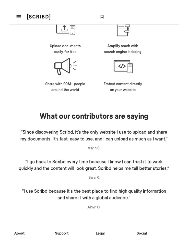 What Our Contributors Are Saying: Upload Documents Easily, For Free Amplify Reach With Search ...