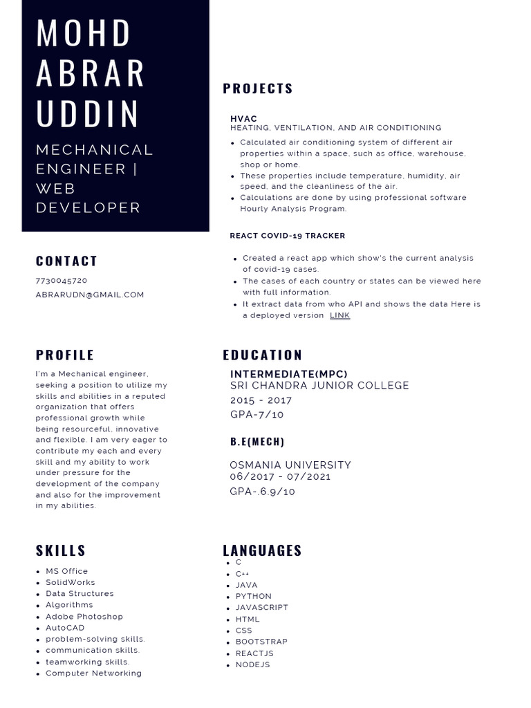 Mohd Abrar Resume | PDF