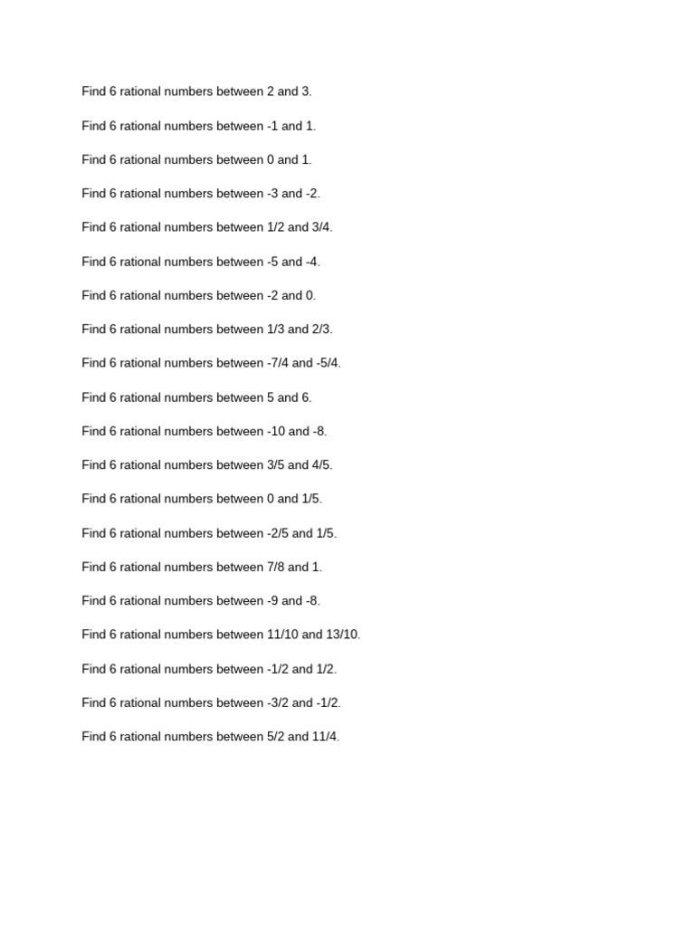 Find 6 Rational Numbers Between 2 and 3 | PDF