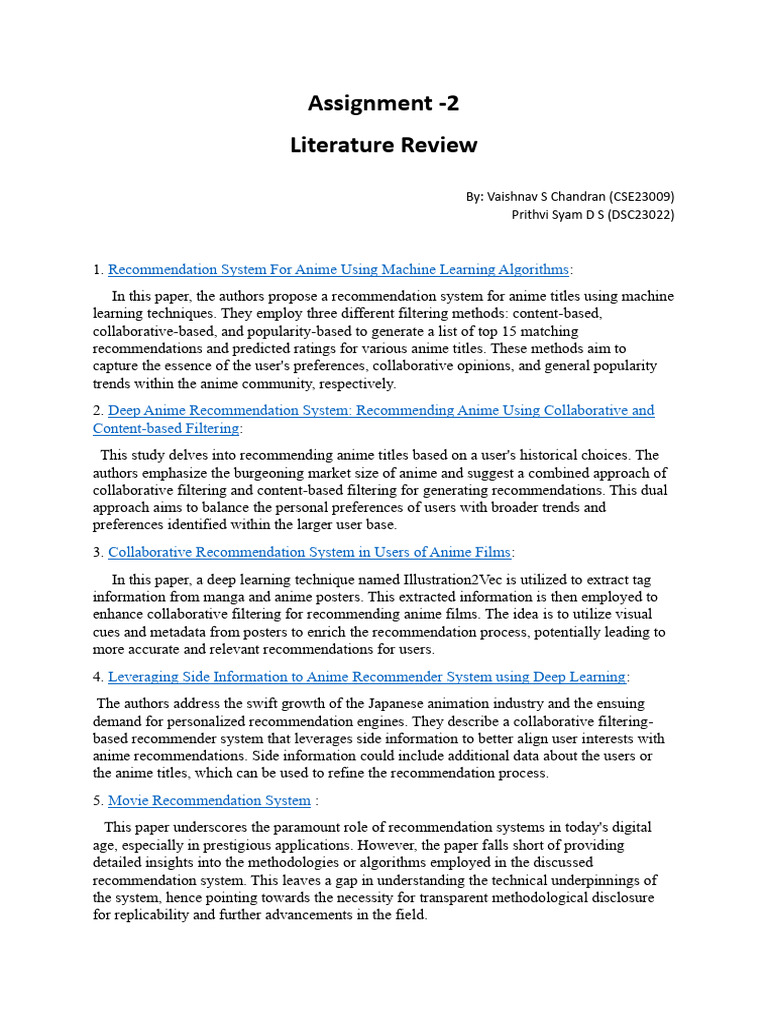 Literature Review Report | PDF | Learning | Information Science