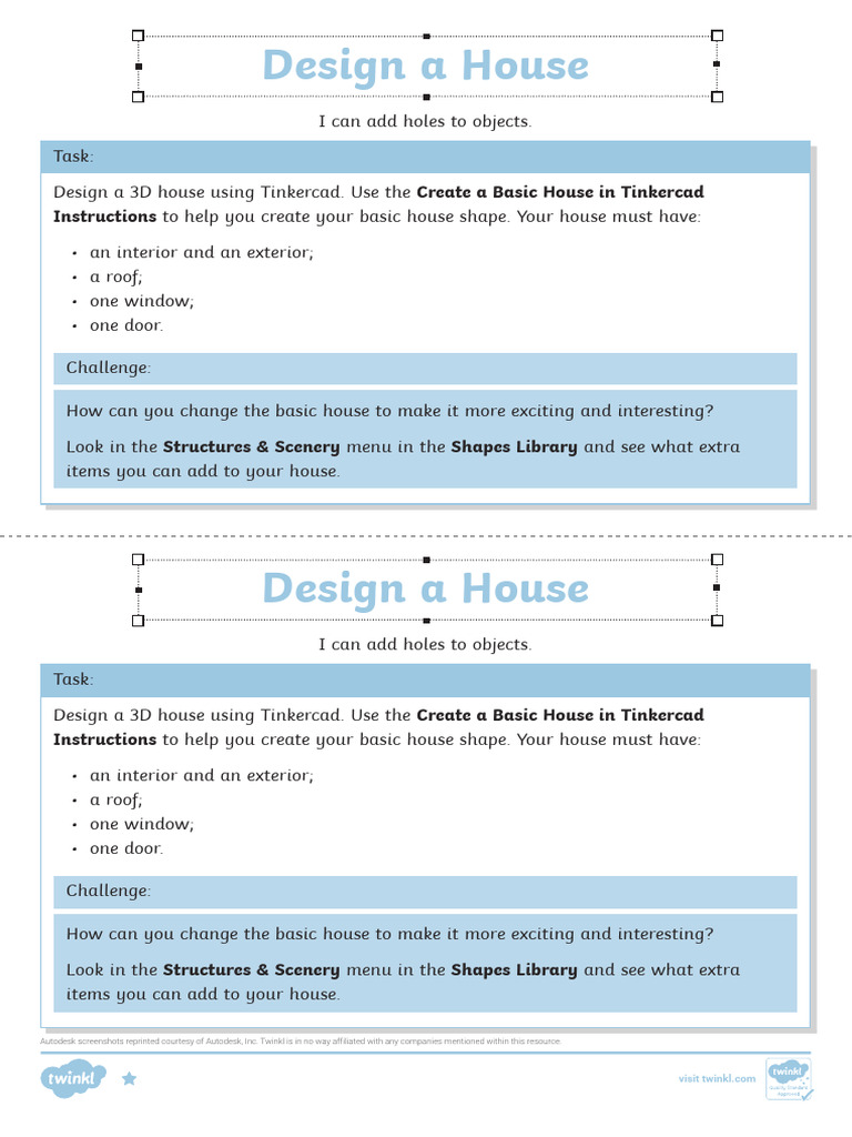 Design A House Activity Sheet | PDF | Menu