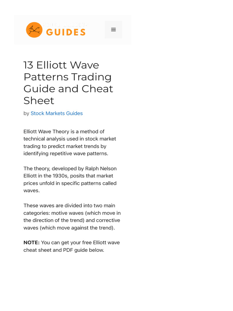 13 Elliott Wave Patterns Trading Guide and Cheat Sheet: Stock Markets ...
