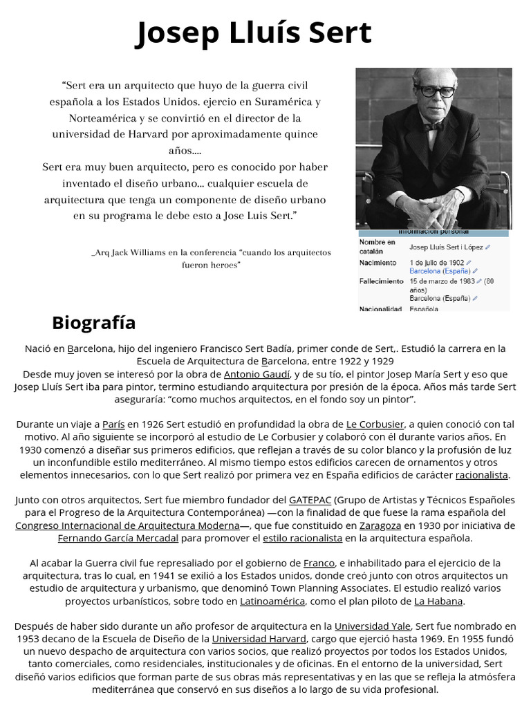 Obras destacadas de Josep Lluís Sert | PDF | Diseño | Estilo