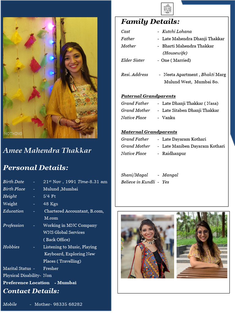 CA Amee Mahendra Thakkar - 1991 - Mumbai | PDF