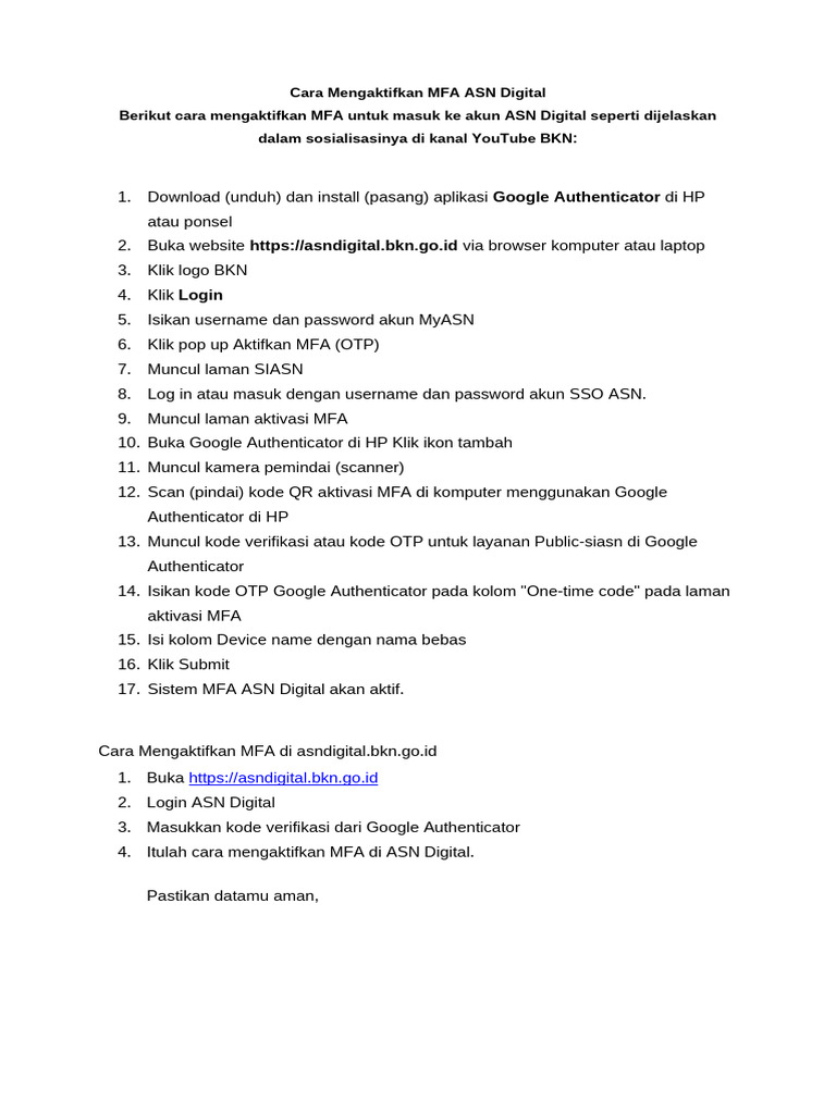 Cara Aktivasi Mfa | PDF
