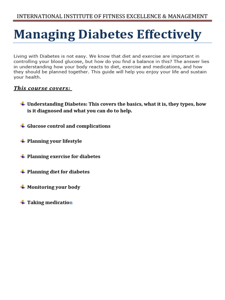 Managing Diabetes Effectively | PDF
