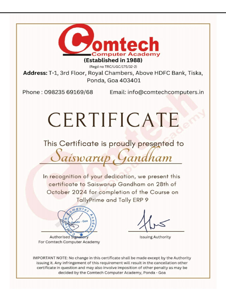 Sai Computer Certification | PDF