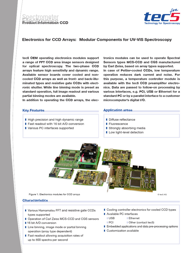 tec5 CCD Spectrometer Modules Overview | PDF | Charge Coupled Device | Usb