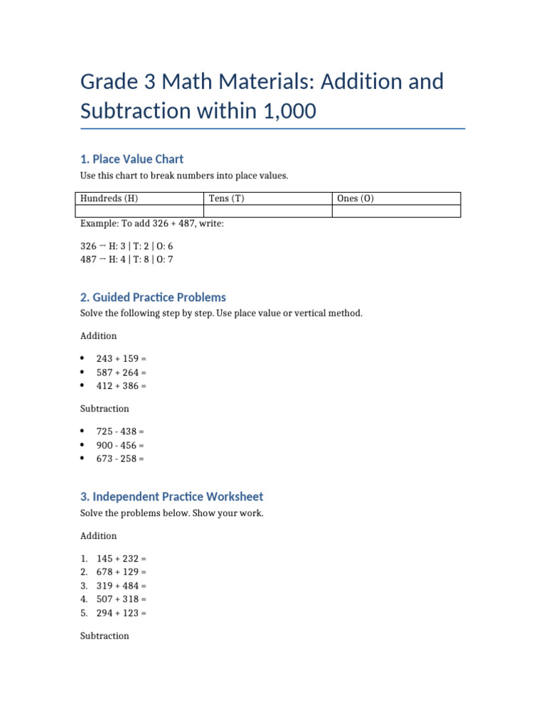 Grade3 Math Materials | PDF
