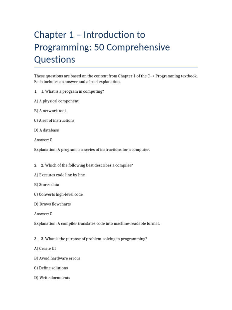 Chapter1_50_Complete_Questions | PDF | Computer Programming | Computer Program