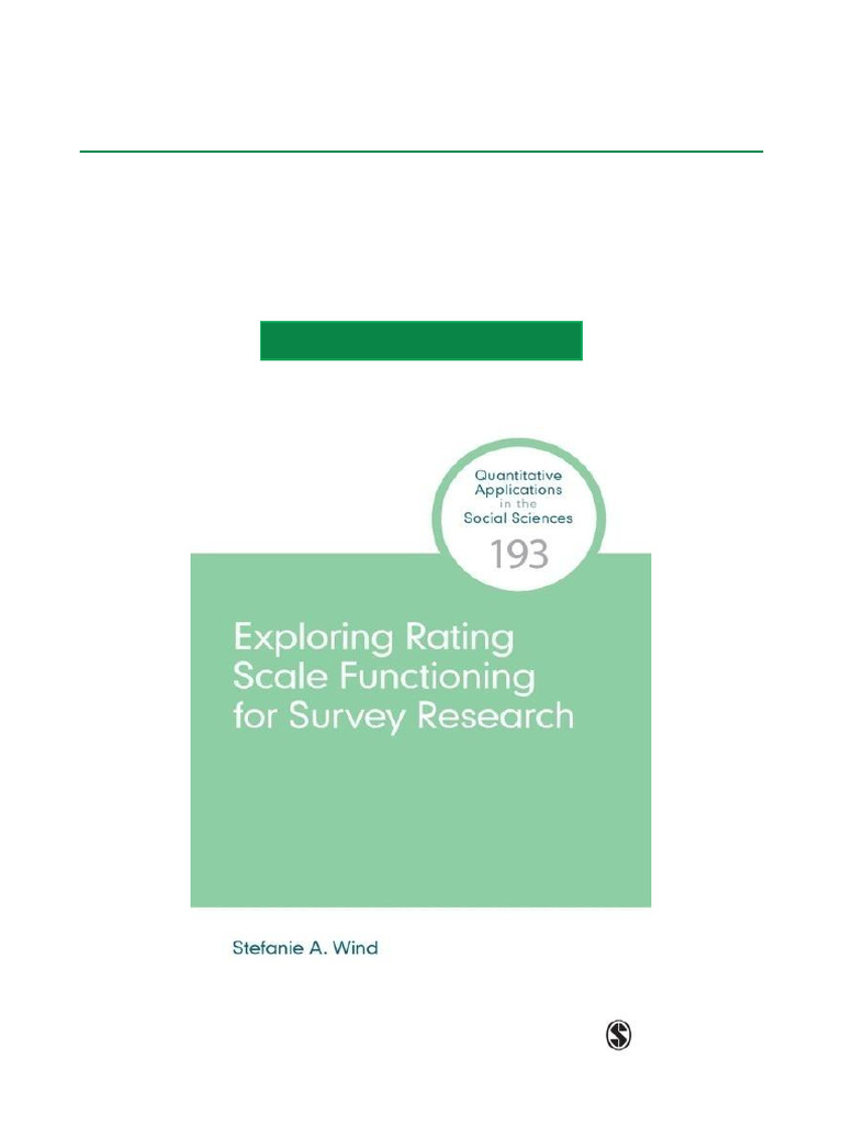 Exploring Rating Scale Functioning For Survey Research 1st Edition Fast ...