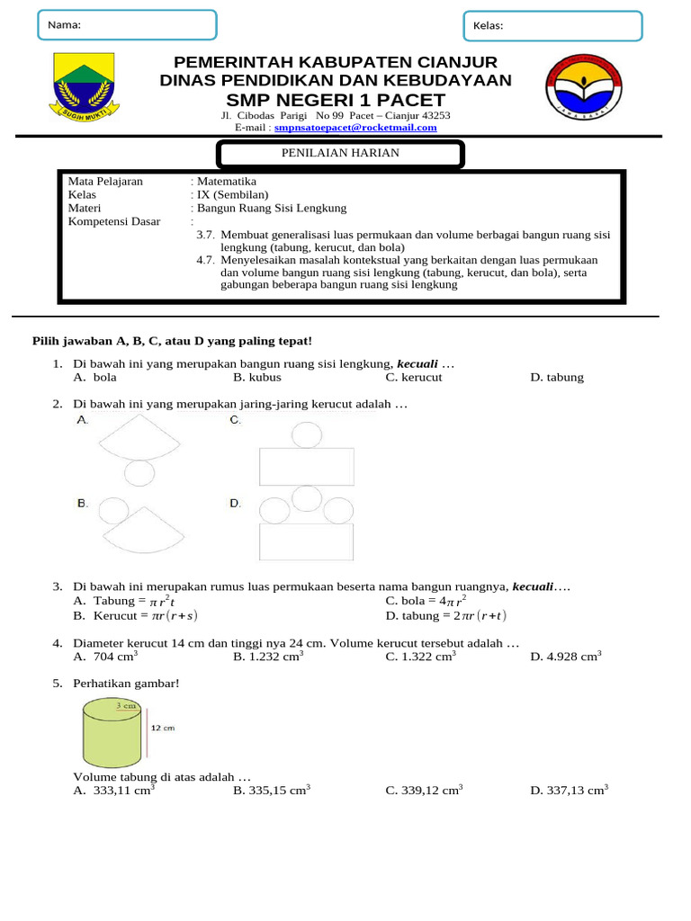 PH 5 Bangun Ruang Sisi Lengkung | PDF