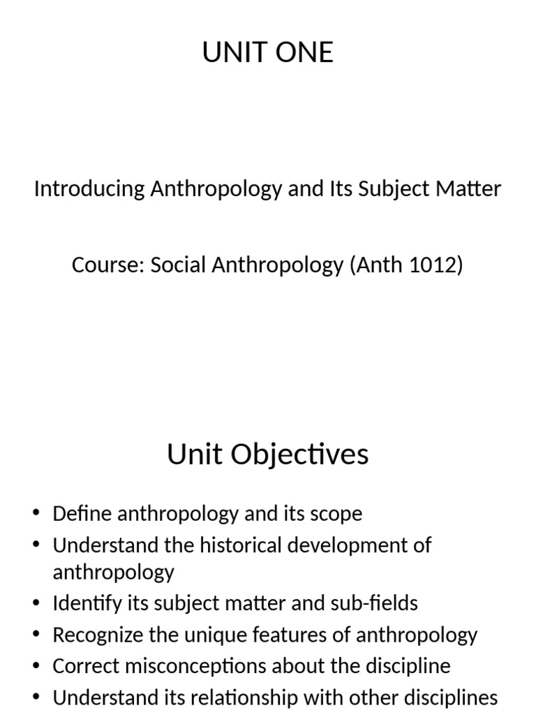 Unit One Social Anthropology Presentation | PDF | Anthropology ...