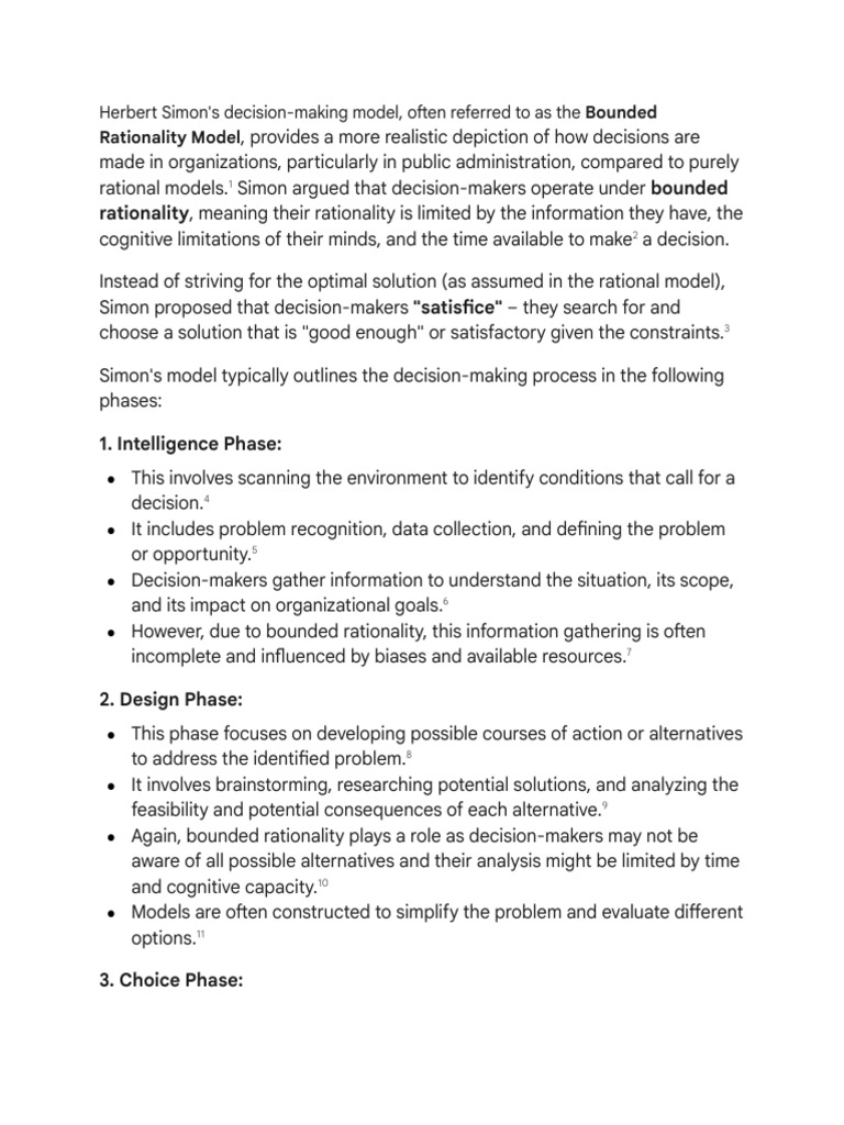 Simon's Bounded Rationality Model | PDF | Decision Making | Heuristic