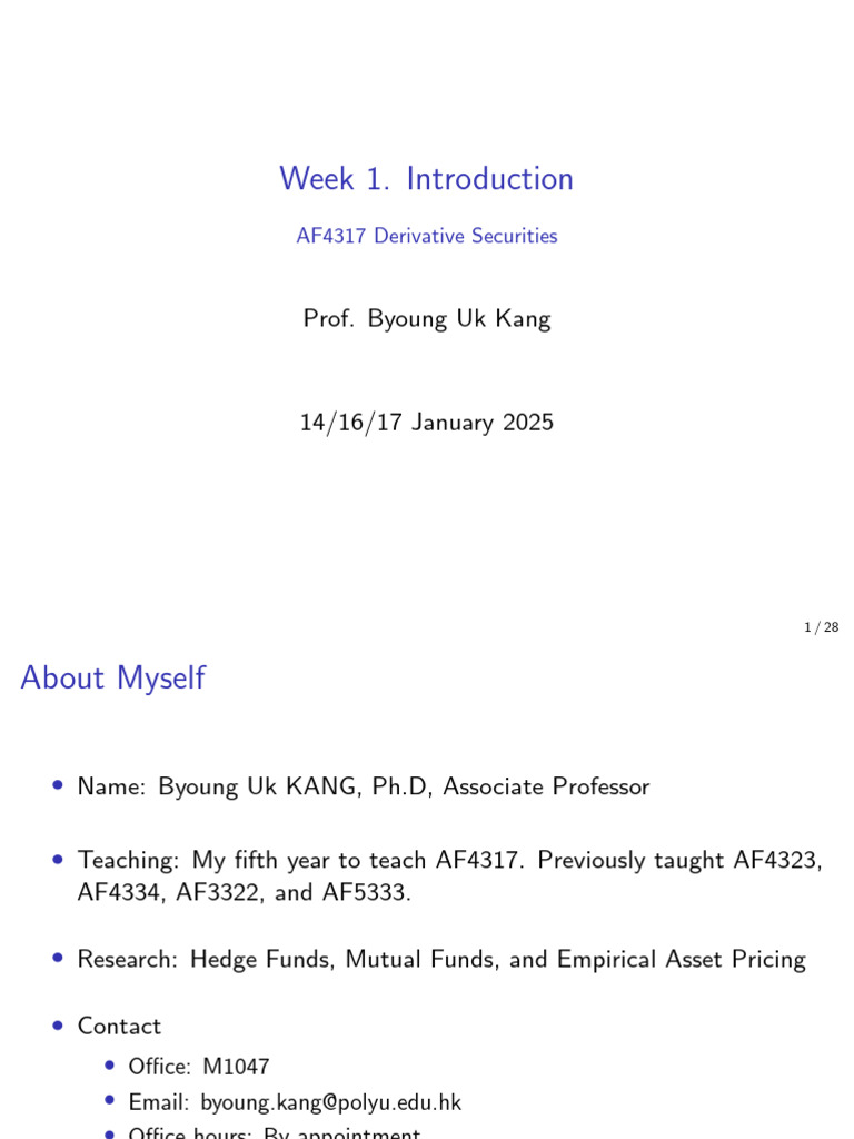 Lec01 2425 | PDF | Value At Risk | Normal Distribution
