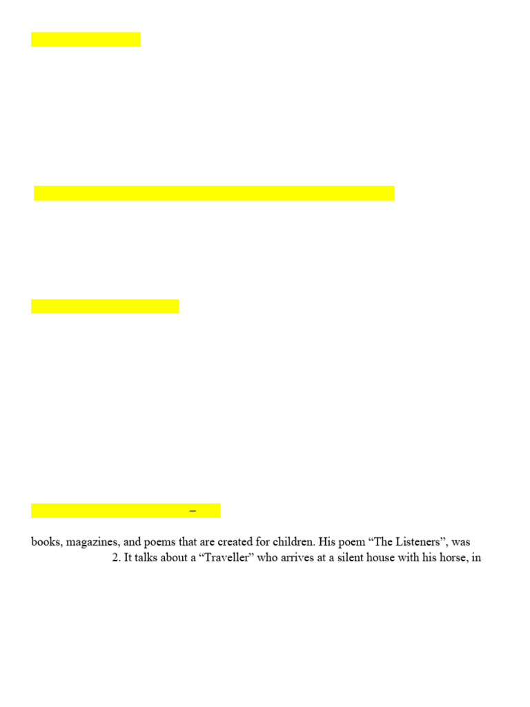 Walter de la Mare 6.4.2025 | PDF | Poetry