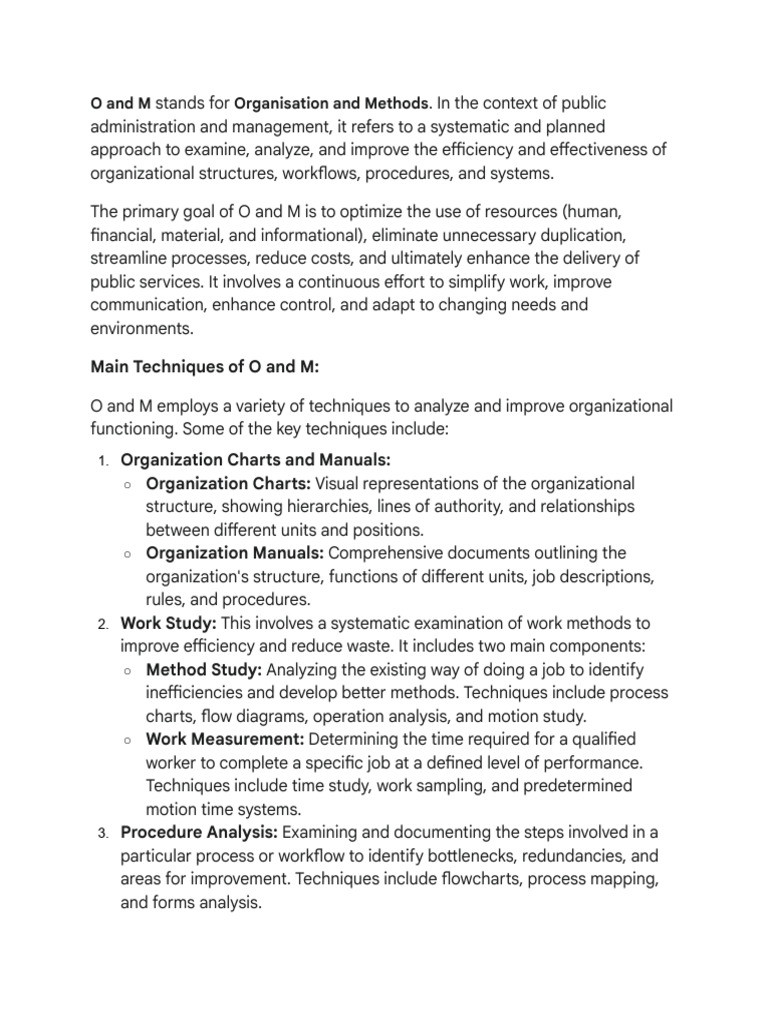 O and M Techniques for Public Administration | PDF | Workflow ...