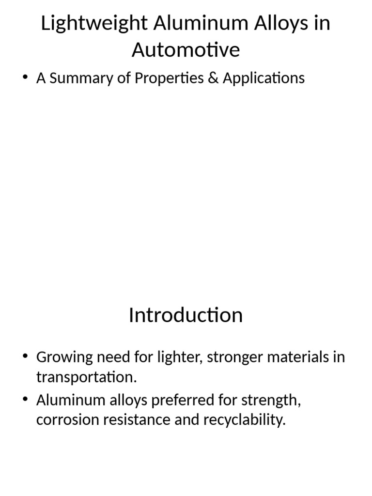 Lightweight Aluminum Alloys Presentation | PDF