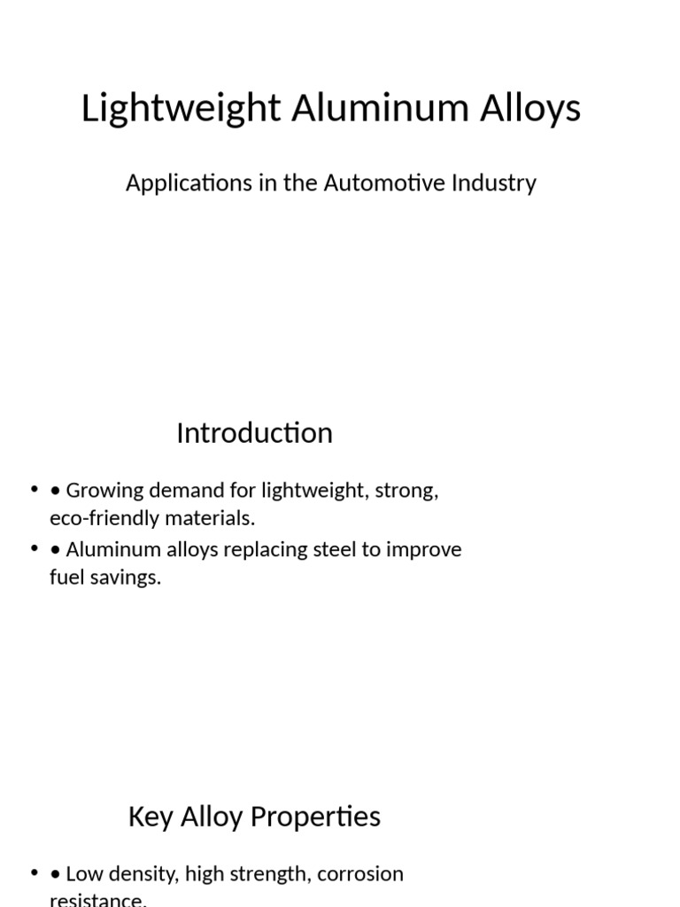 Lightweight Aluminum Alloys Presentation | PDF
