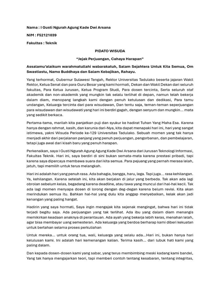 Wisuda ke-129 Universitas Tadulako | PDF
