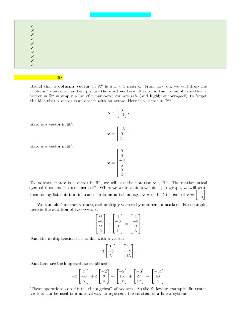 Linear Algebra MODULE 4 VECTORS | PDF