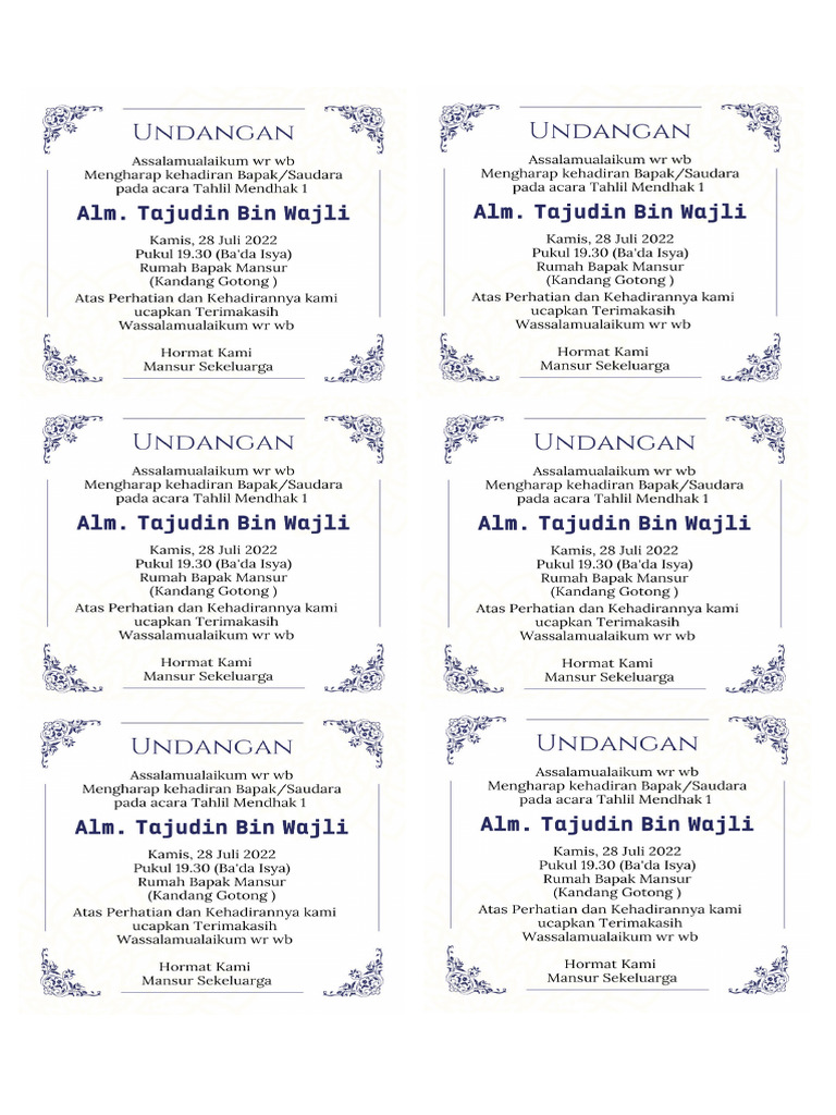 undangan tahlil | PDF
