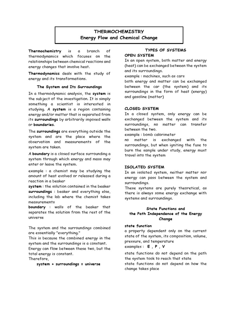 T4 Thermochemistry Handout | PDF | Heat | Physical Quantities