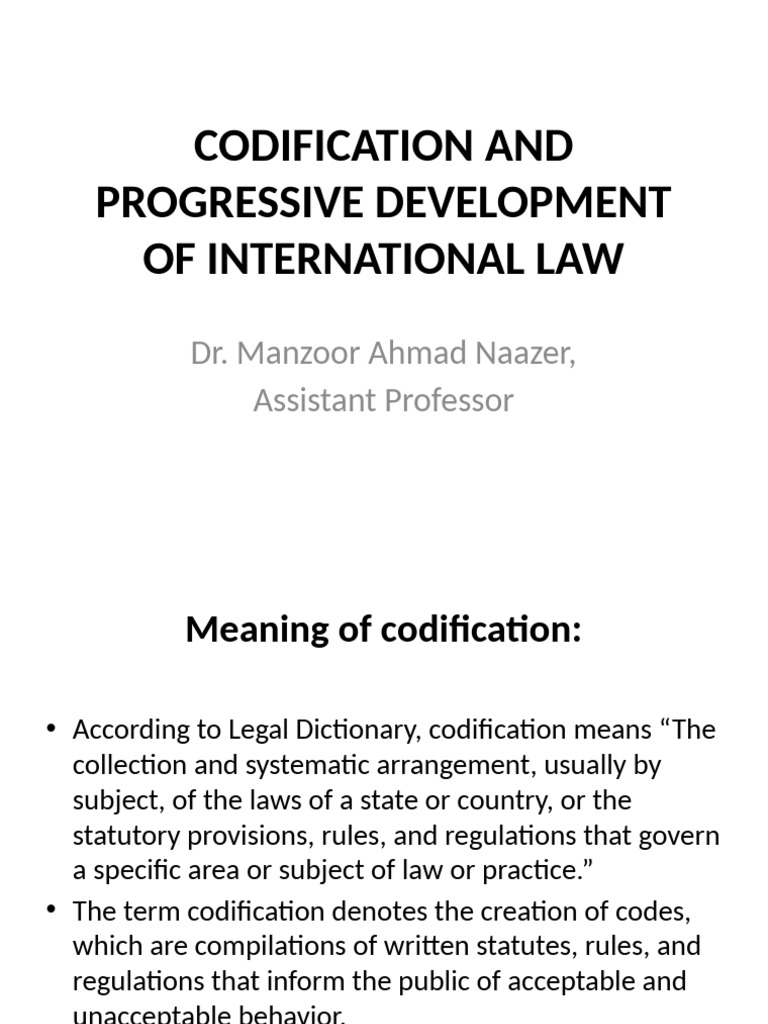 Codification and Progressive Development of International Law | PDF ...