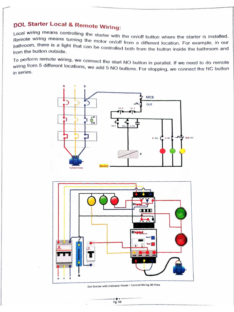 Dol Starter Local and Remote Wiring | PDF