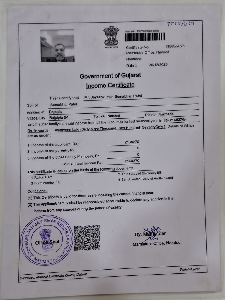 Father Income Certificate | PDF