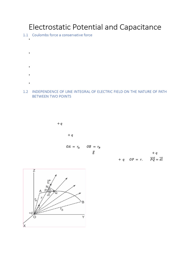 Electrostatic Potential and Capacitance - Notes - 1 | PDF | Potential ...
