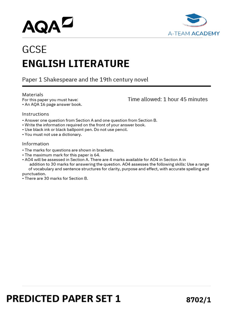 AQA GCSE English Literature Paper 1 Guide | PDF | Macbeth | A Christmas ...