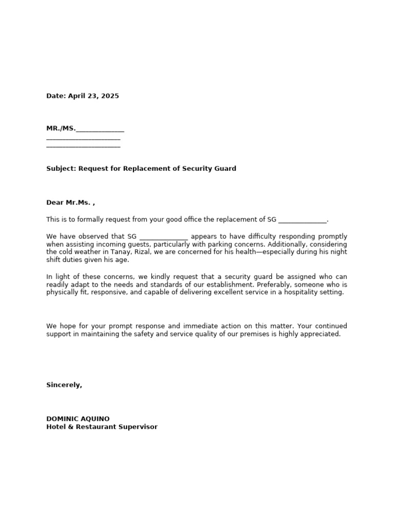 Request For Replacement | PDF