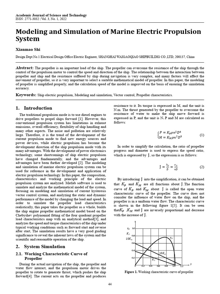 Modeling and Simulation of Marine Electric Propulsion System | PDF ...