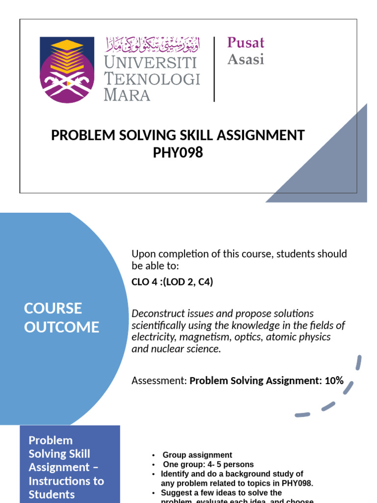Briefing Assignment Problem Solving Skill PHY098 2025 | PDF