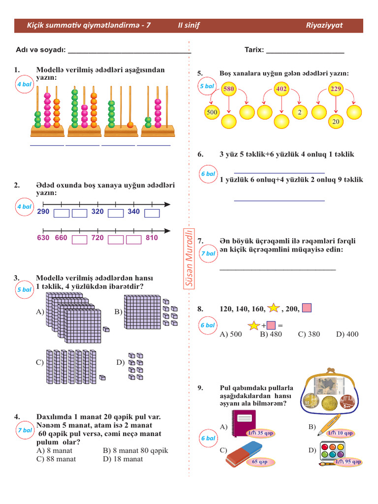 Riyaziyyat KSQ 7 - 2ci Sinif | PDF