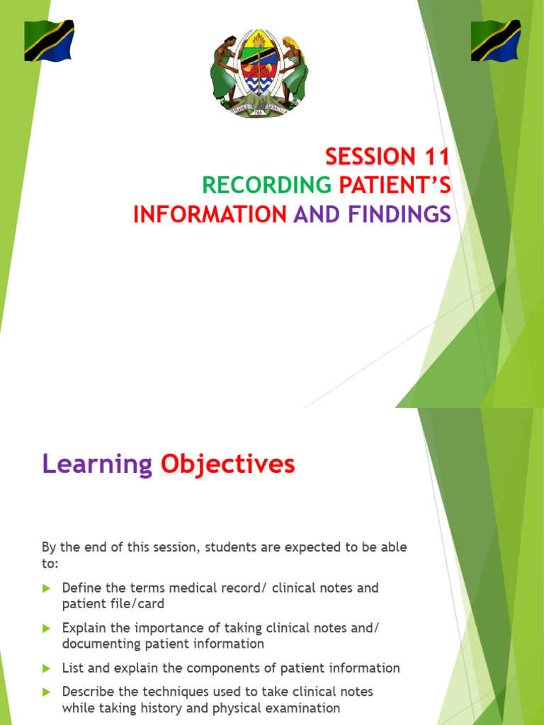 Session 11 Recording Patient Information and Findings | PDF | Medical ...